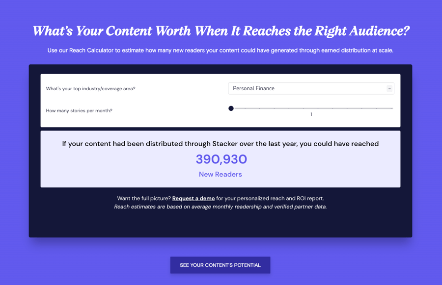 New! Meet the Interactive, Stacker Reach Calculator